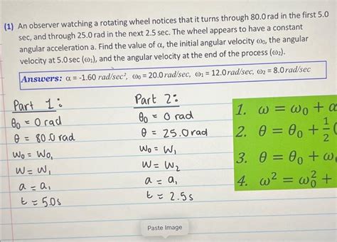 Solved Use The Circular Kinematics Equations And State The