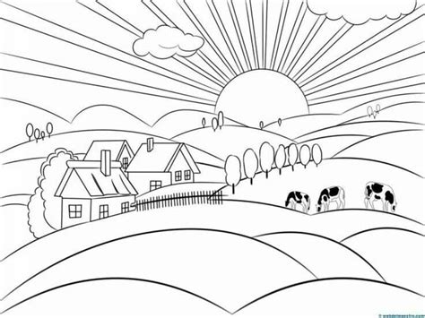 للتلوين ⛰🏞🏜🏕 مناظر طبيعية نماذج لمشاريع الابتدائي