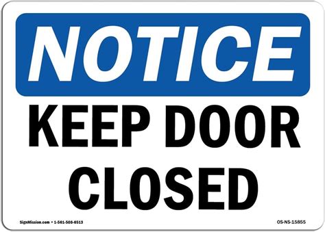 1pc Keep Door Closed At All Times Sign 10 X 7 Inches