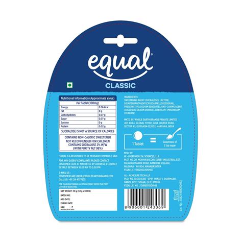 Equal Classic Zero Calorie Sweetener 300 Tablets Price Uses Side