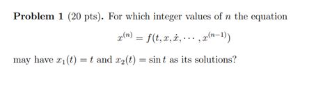 Solved Problem 1 20 Pts For Which Integer Values Of N The Chegg Com