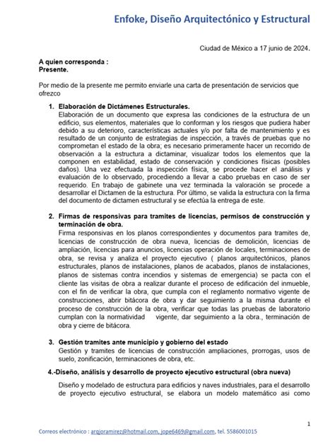 Carta Presentacion De Servicios Pdf Deutschlandlied