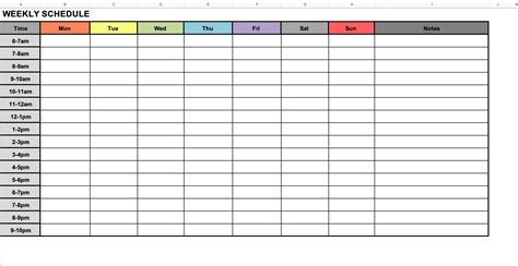 Weekly Schedule Excel Template Weekly Planner Daily Schedule Weekly Planner Weekly Schedule