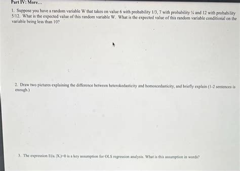 Solved 1 Suppose You Have A Random Variable W That Takes On