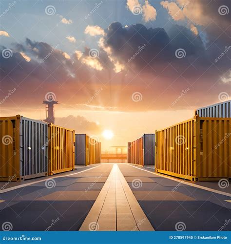 View Of Loading And Unloading Containers In The Maritime Port For Logistics And Domestic Stock