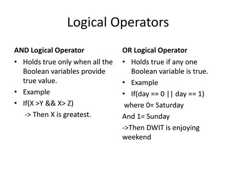 Presentation On Logical Operators Pptx