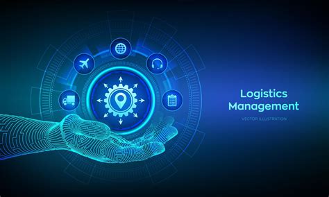 Logistics Management Concept Logistic Icon In Wireframe Hand Smart Logistics And