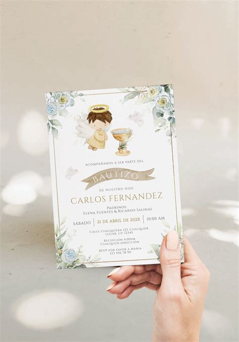 Invitacion De Bautizo Nino Nina Invitacion Bautizo En Espanol