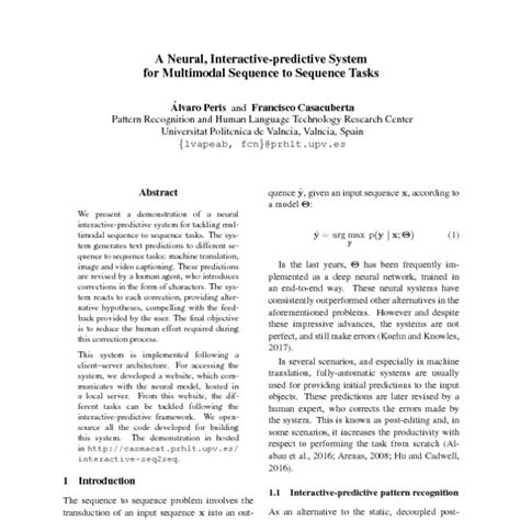 A Neural Interactive Predictive System For Multimodal Sequence To