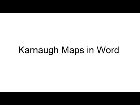 How To Draw Karnaugh Map In Word