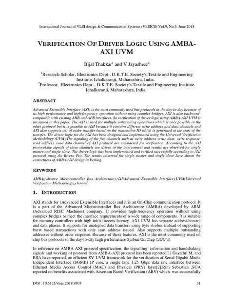 Verification Of Driver Logic Using Ambaaxi Uvm Pdf System On A Chip Electronics