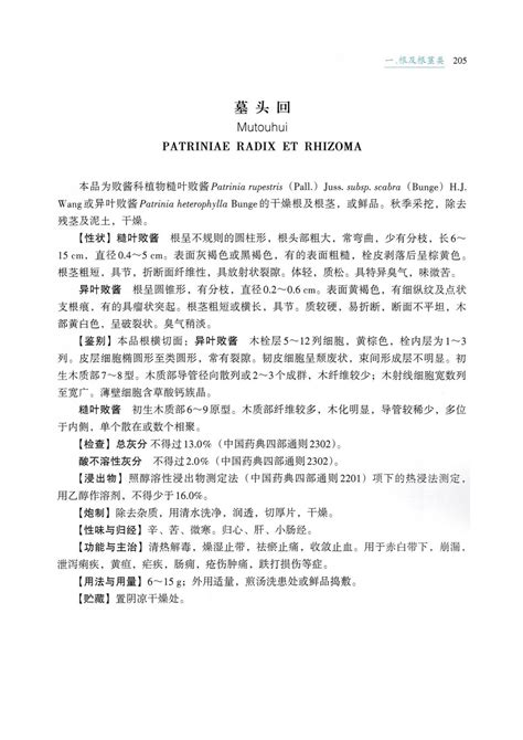 墓头回 甘肃省中药材标准2020年版 蒲标网