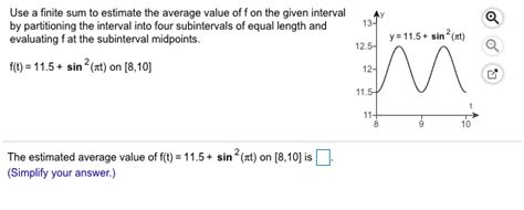 Solved Use A Finite Sum To Estimate The Average Value Of F