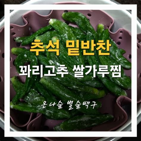 꽈리고추 쌀가루 밀가루 찜 만드는법 무침 양념만들기 추석 밑반찬 네이버 블로그