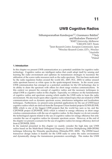 pdf uwb cognitive radios