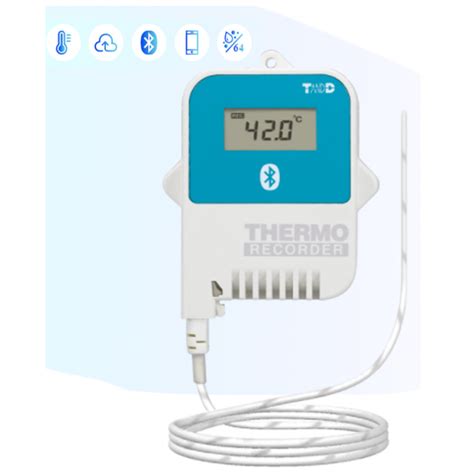 Temperatur datalogger med Bluetooth professioenl som er IP64 tæt med ekstern føler T D TR42