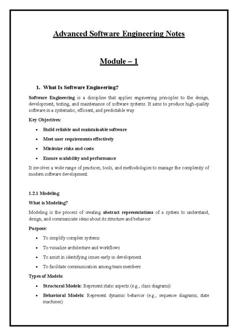 Advanced Software Engineering Notes Module 1 Key Concepts And