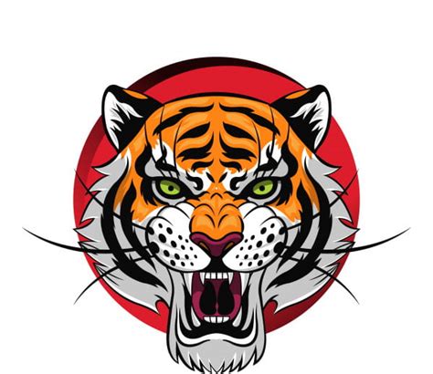 호랑이 머리 그림 대칭 디자인 화려한 장식 Eps Ai Uidownload