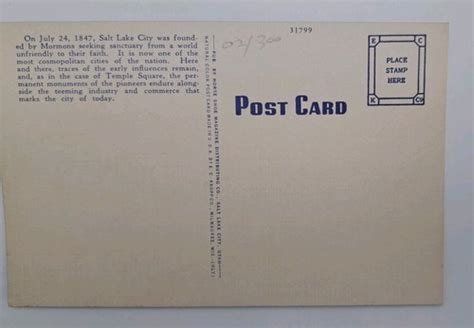 Postcard Birds Eye View Of Salt Lake City Ut Utah Temple Square Mormon Ebay