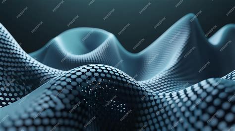 Premium Photo Blue And Black Abstract 3d Rendering Of A Wavy Surface With A Pattern Of Small