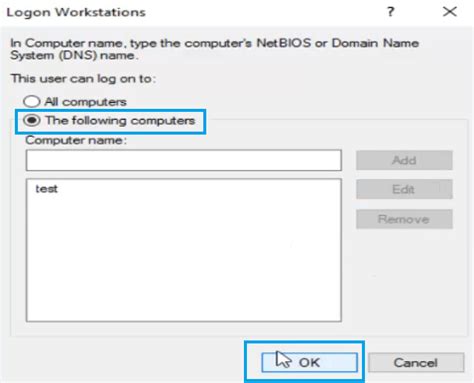 Restrict Logon To Specific Computer In Active Directory