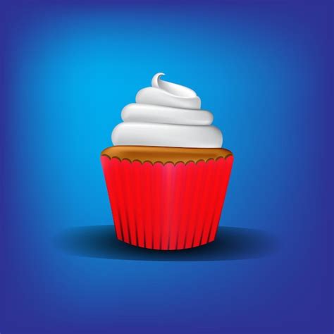 현실적인 컵 케 잌은 디자인 벡터 일러스트 레이 션 프리미엄 벡터