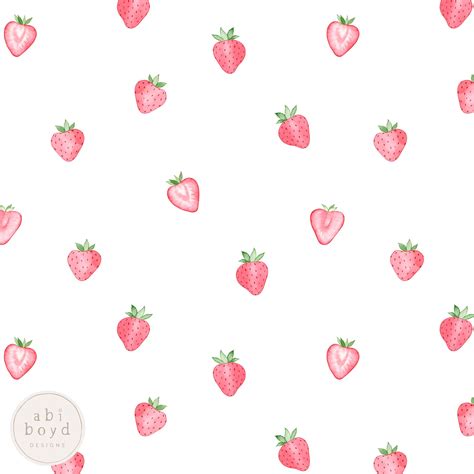 Simple Strawberry Seamless Pattern Cute Strawberries Repeating Pattern