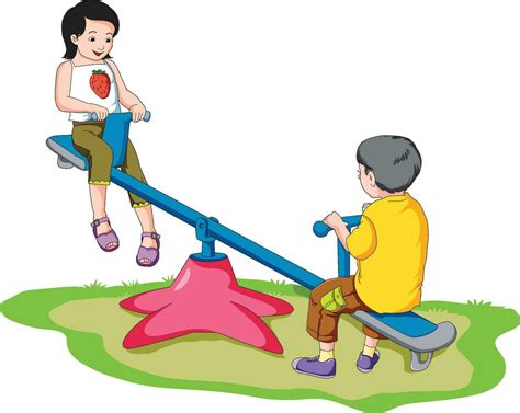 Boy And Girl Enjoying On The See Saw 36147880 Vector Art At Vecteezy