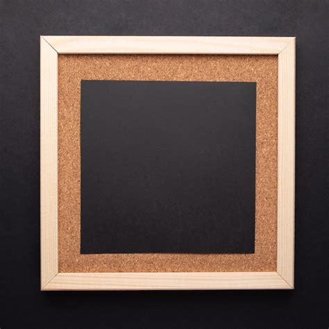 Premium Photo Cork Note Board With Wooden Frame Black Square Sheet For Text Or Messenge On