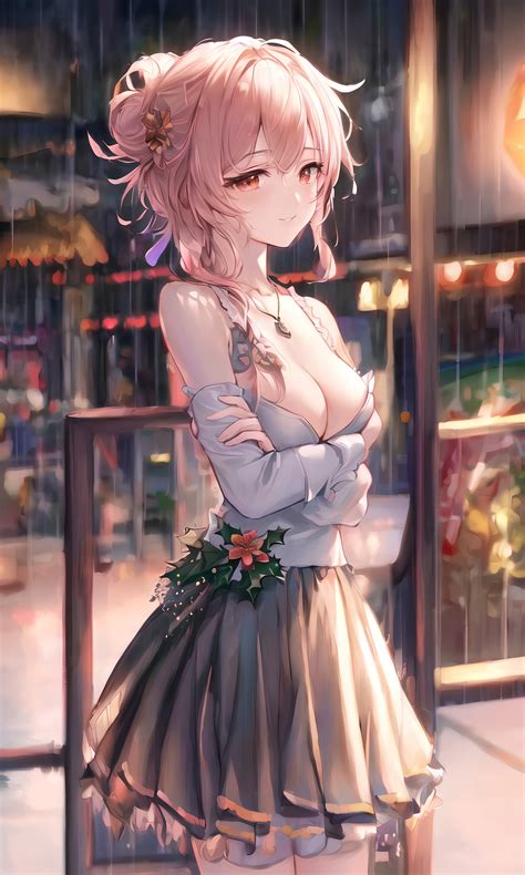 Cleavage Big Boobs Anime Anime Girls Ai Art Portrait Display