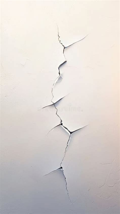 Long Prominent Crack Splitting The White Surface Of A Wall Highlighting Stark Visual Evidence