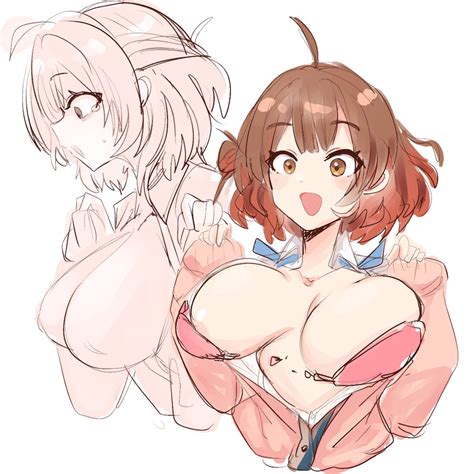 Shiming Liangjing Hanami Ume Gakuen Idolmaster Idolmaster Highres 1girl Ahoge Areola Slip