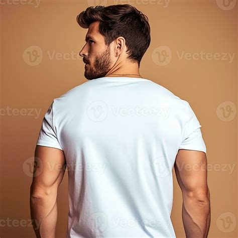 Illustration Of A Fashion Portrait With Plain T Shirt Mockup Ai Generated Stock Photo