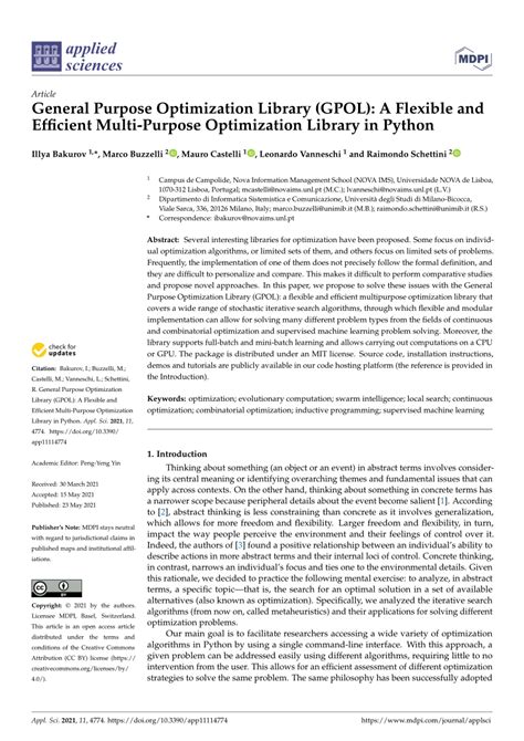 pdf general purpose optimization library gpol a flexible and efficient multi purpose