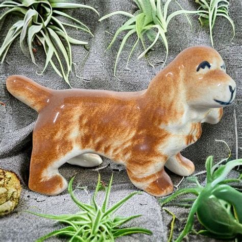 Cocker Spaniel Figurines Porcelain Dog Figurine Soft Brown Etsy