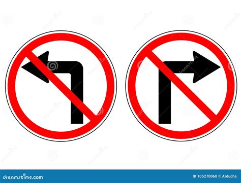 No Turn Left And Right Traffic Sign For Guide On The Road Stock Vector