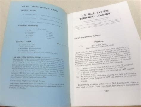 1978 Bell System Technical Journal Unix Computer Vol576pt2 Pb Atandt Rare 1841006440