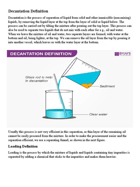 Decantation Method Of Separation