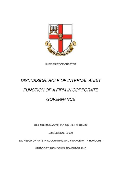 pdf role of an internal audit function iaf in an effective