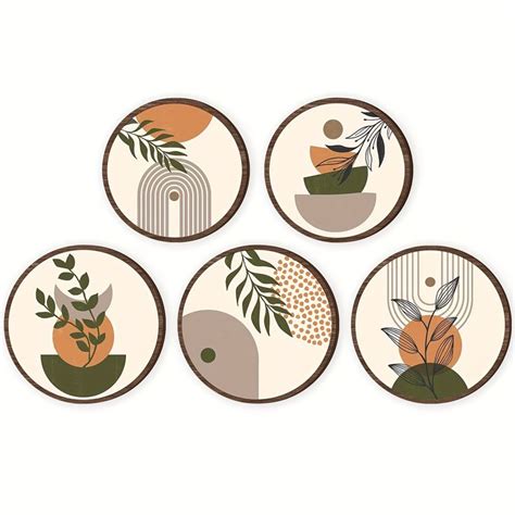 Temu｜5 Darabos Boho Chic Fa Falikép Készlet Geometrikus Levelek