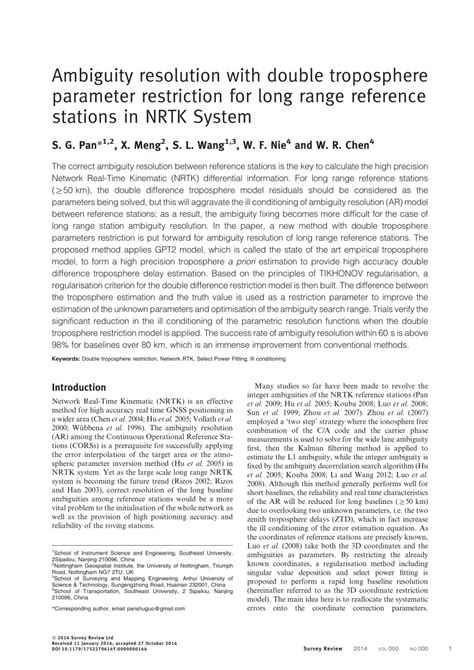 Pdf Ambiguity Resolution With Double Troposphere Parameter