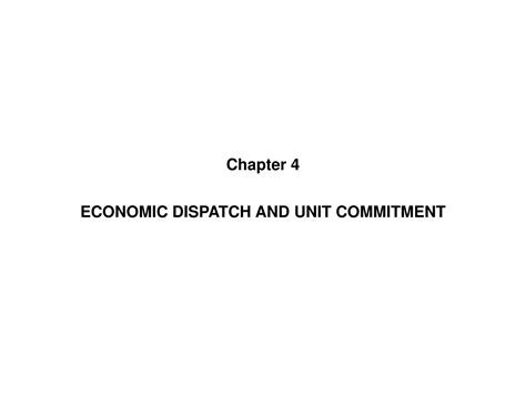 Economic Load Dispatch And Unit Commitment Powersystemoperationpdf