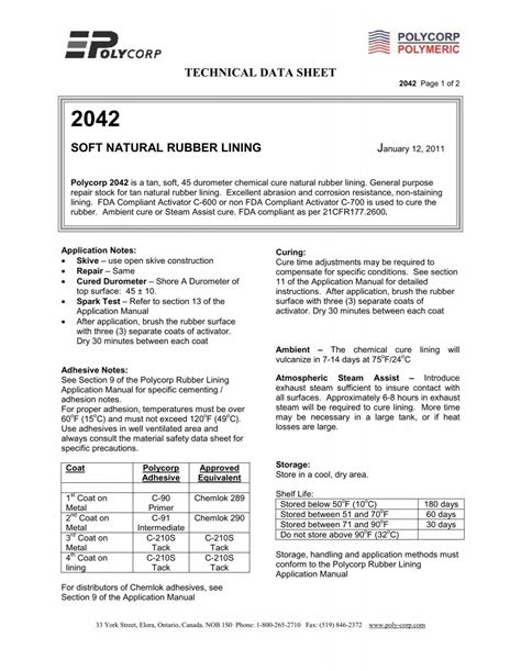 TECHNICAL DATA SHEET SOFT NATURAL RUBBER Polycorp