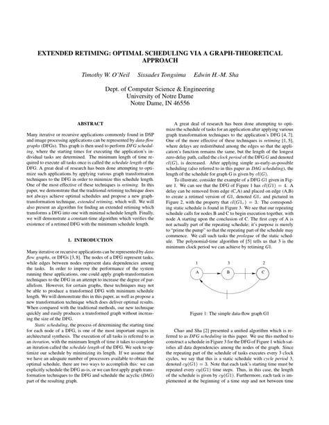 Pdf Extended Retiming Optimal Scheduling Via A Graph Theoretical Approach