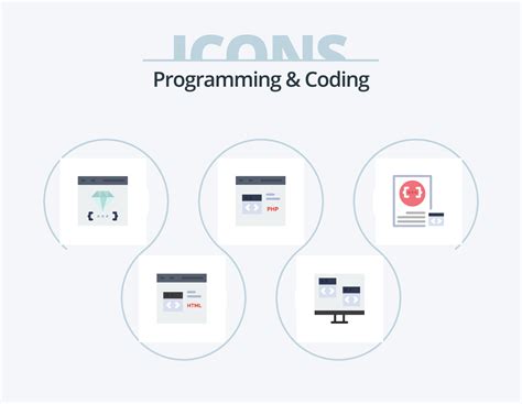 Programming And Coding Flat Icon Pack 5 Icon Design Develop Code
