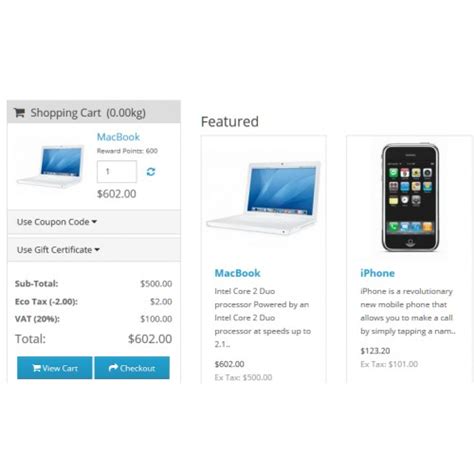 OpenCart Quick Shopping Cart