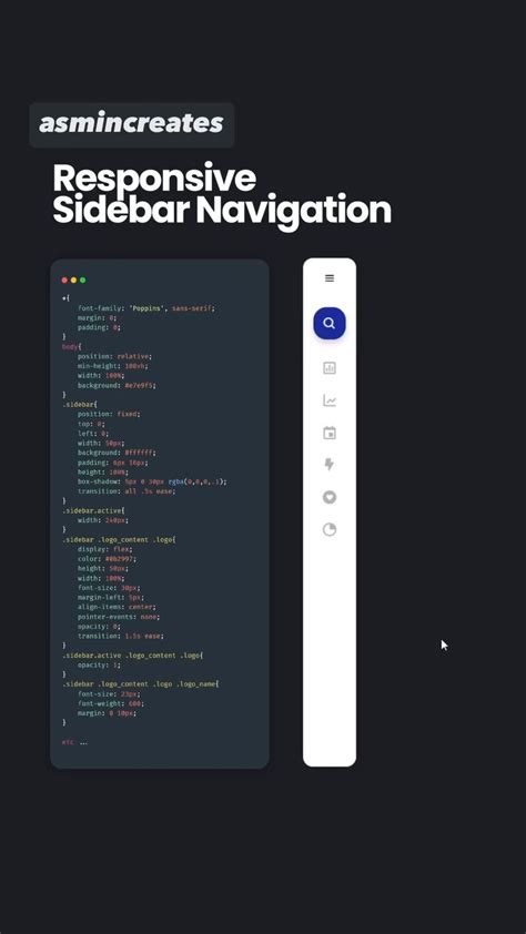 Codertips Responsive Sidebar Navigation By Asmitcreates2 Follow For More Aacoding