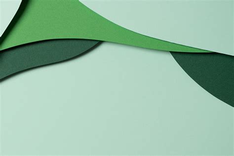 추상 녹색 색 종이 질감 배경입니다 기하학적 모양과 녹색 톤 음영의 선 레이어가있는 최소한의 종이 자르기 스타일 구성 상위 뷰 그늘에 대한 스톡 사진 및 기타 이미지