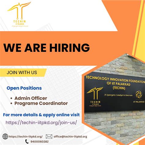 Recruitment Opportunity Iitpalakkad Techin Incubator Techin Of Iit Palakkad