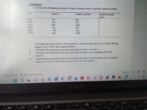 Solved Question 4you Have The Following Six Years Of Data